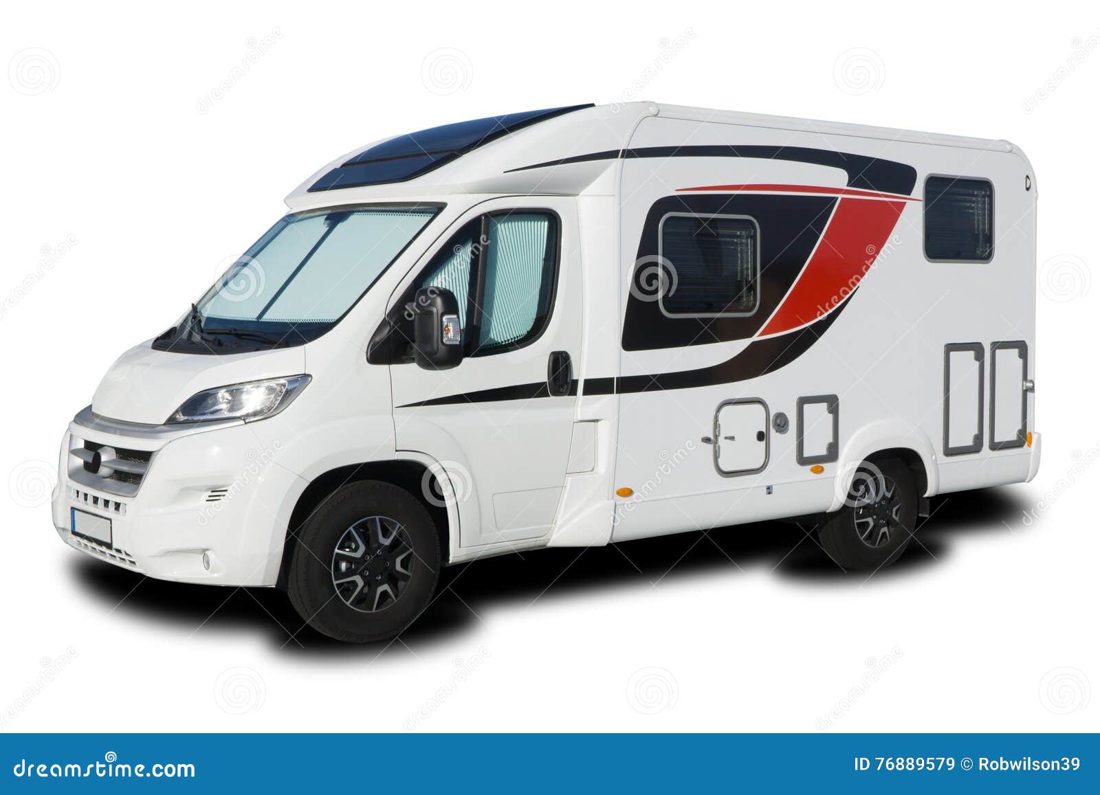 Grote Kampeerauto Van Isolated Op Wit Stock Afbeelding - Image of lang ...