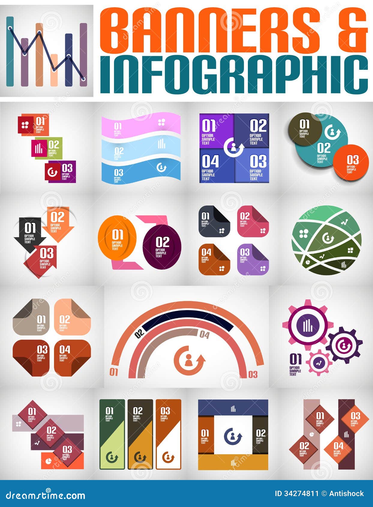 Grote Reeks Infographic Banners En Achtergronden Vector Illustratie ...