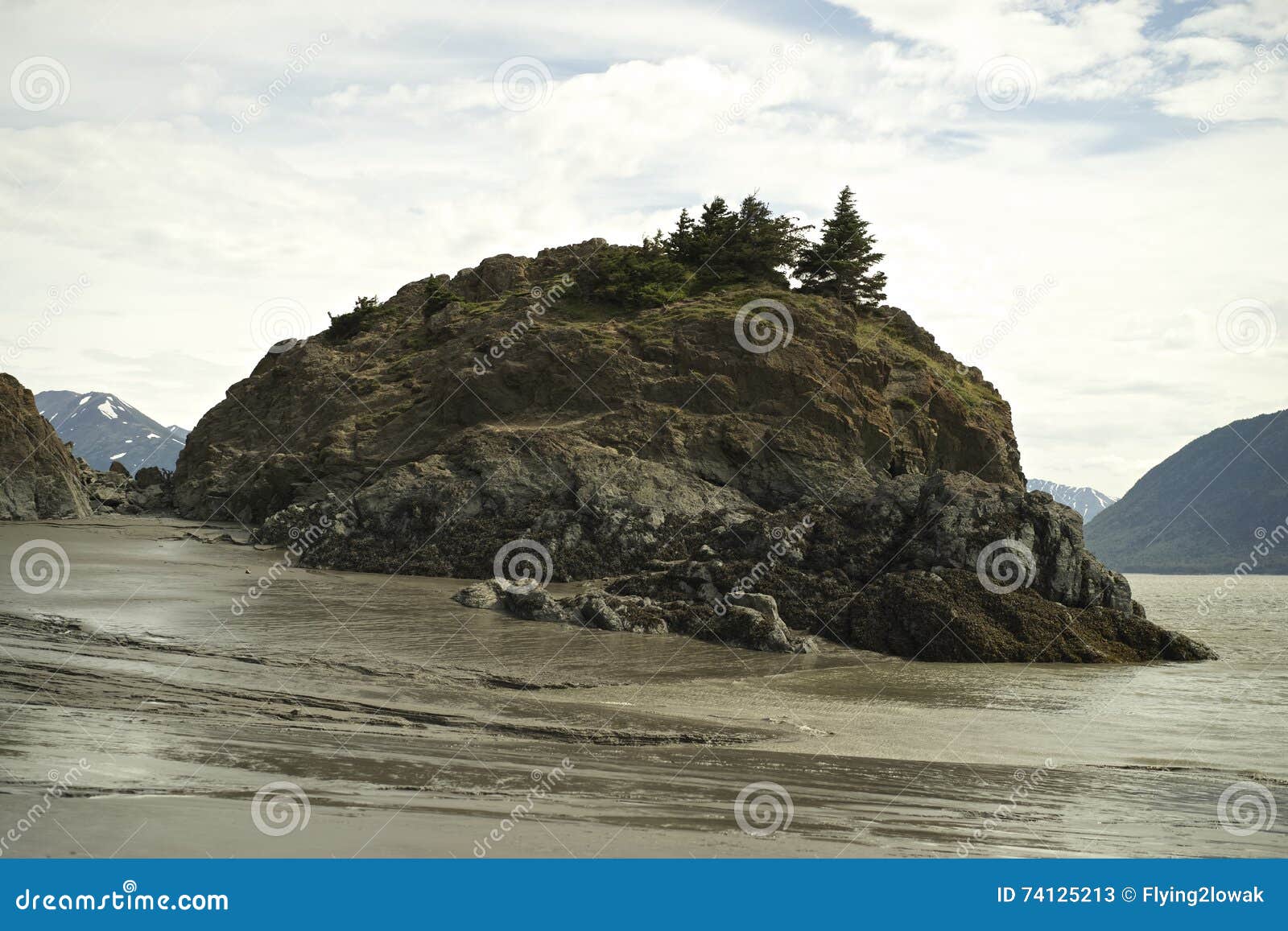 Grote Rots Op Strandmening Tijdens Eb Stock Afbeelding - Image of ...
