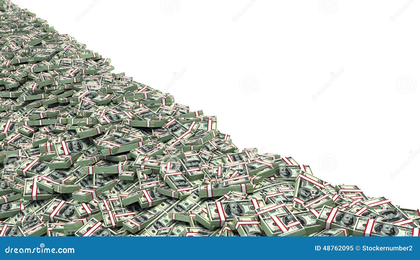 Grote Stapel Van Geld Dollars Over Witte Achtergrond Stock Illustratie ...