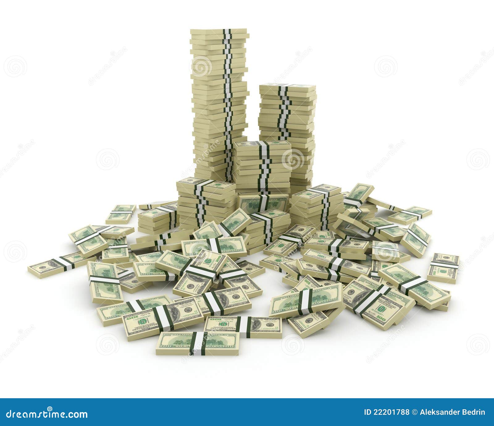 Grote Stapel Van Het Geld. Groene 3D Dollars De V.S. Stock Illustratie ...