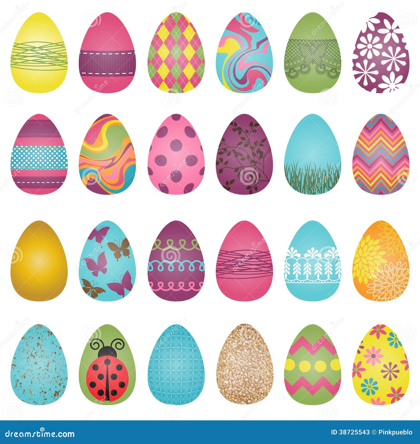 Grote Vectorreeks Paaseieren Vector Illustratie - Illustration of goud ...