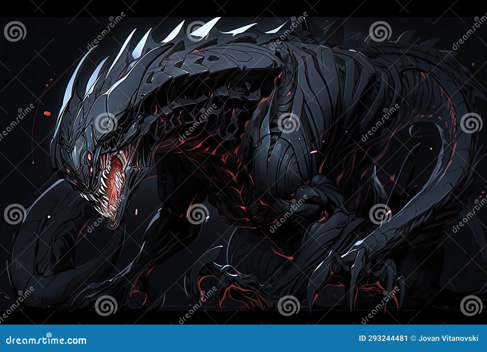 Grotesque Creature on Black Background Stock Illustration ...