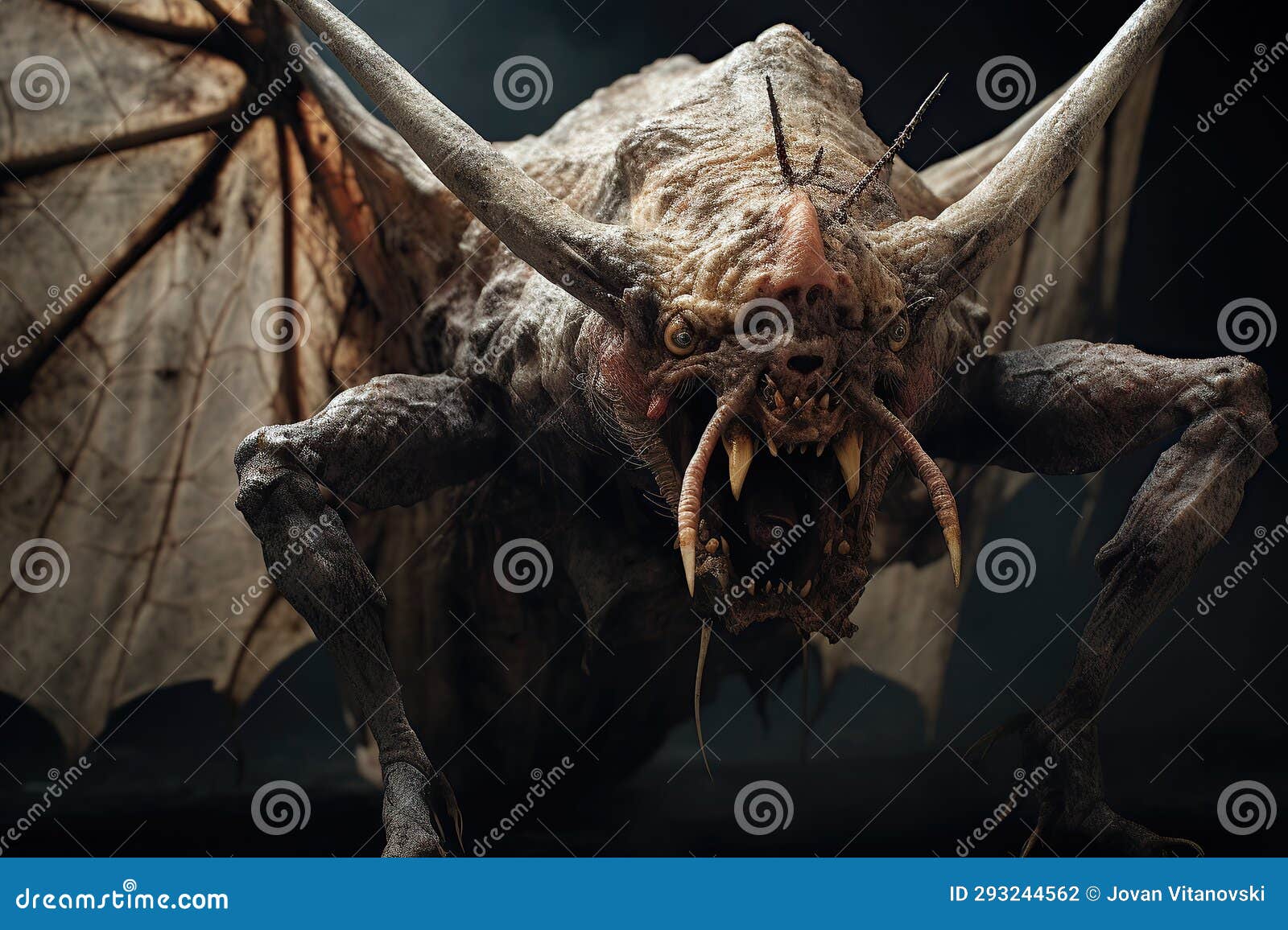 Grotesque Creature on Black Background Stock Illustration ...
