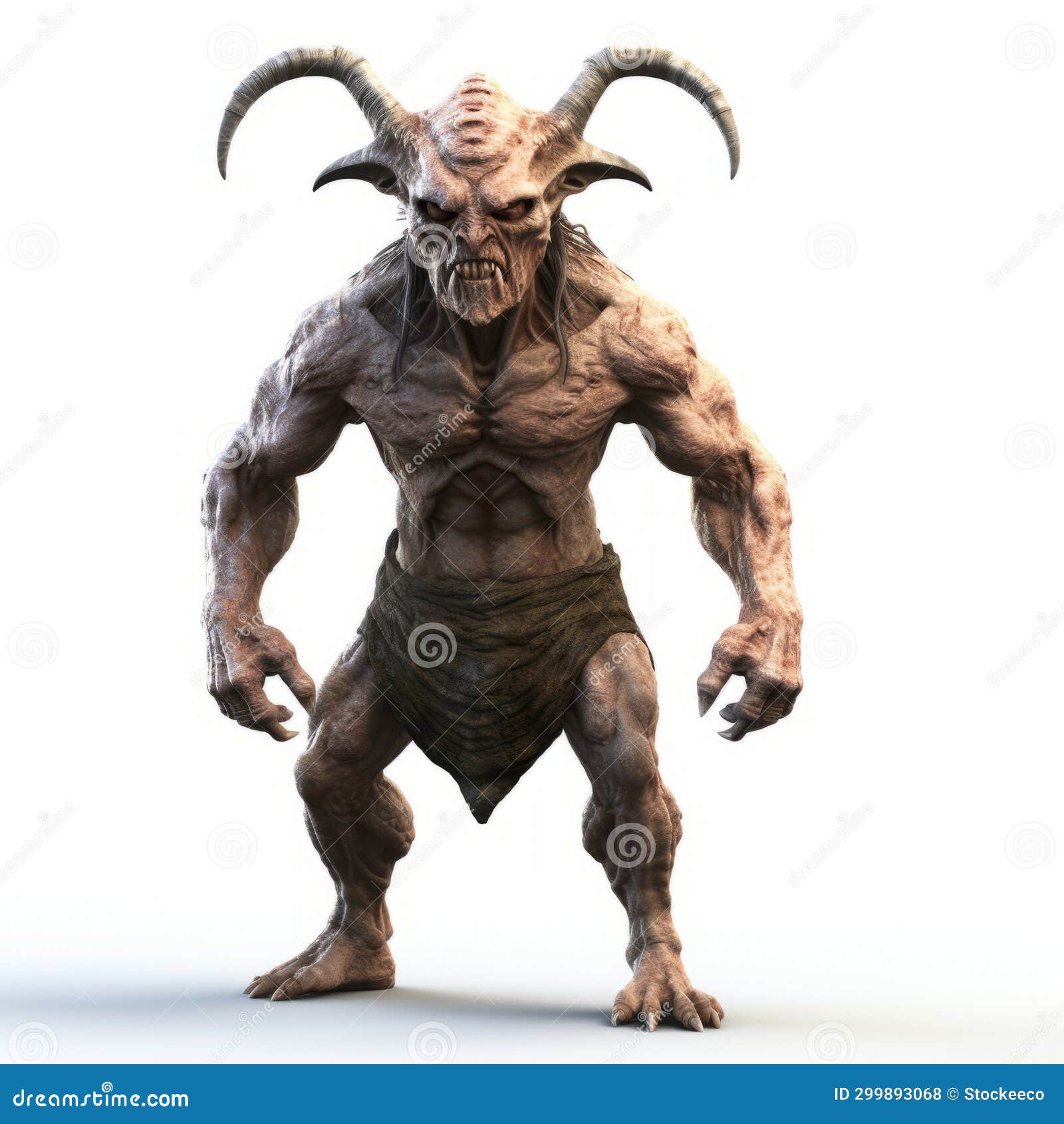 Grotesque Evil Man 3d Model with Strong Facial Expression and Big Horns ...