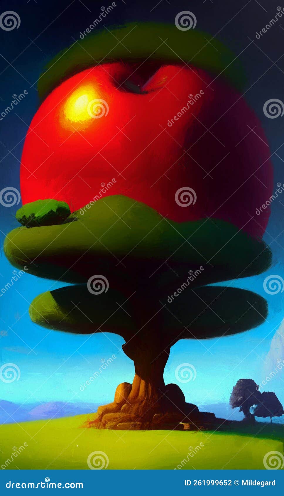 Grotesque Giant Apple Tree - Digital Art Stock Illustration ...