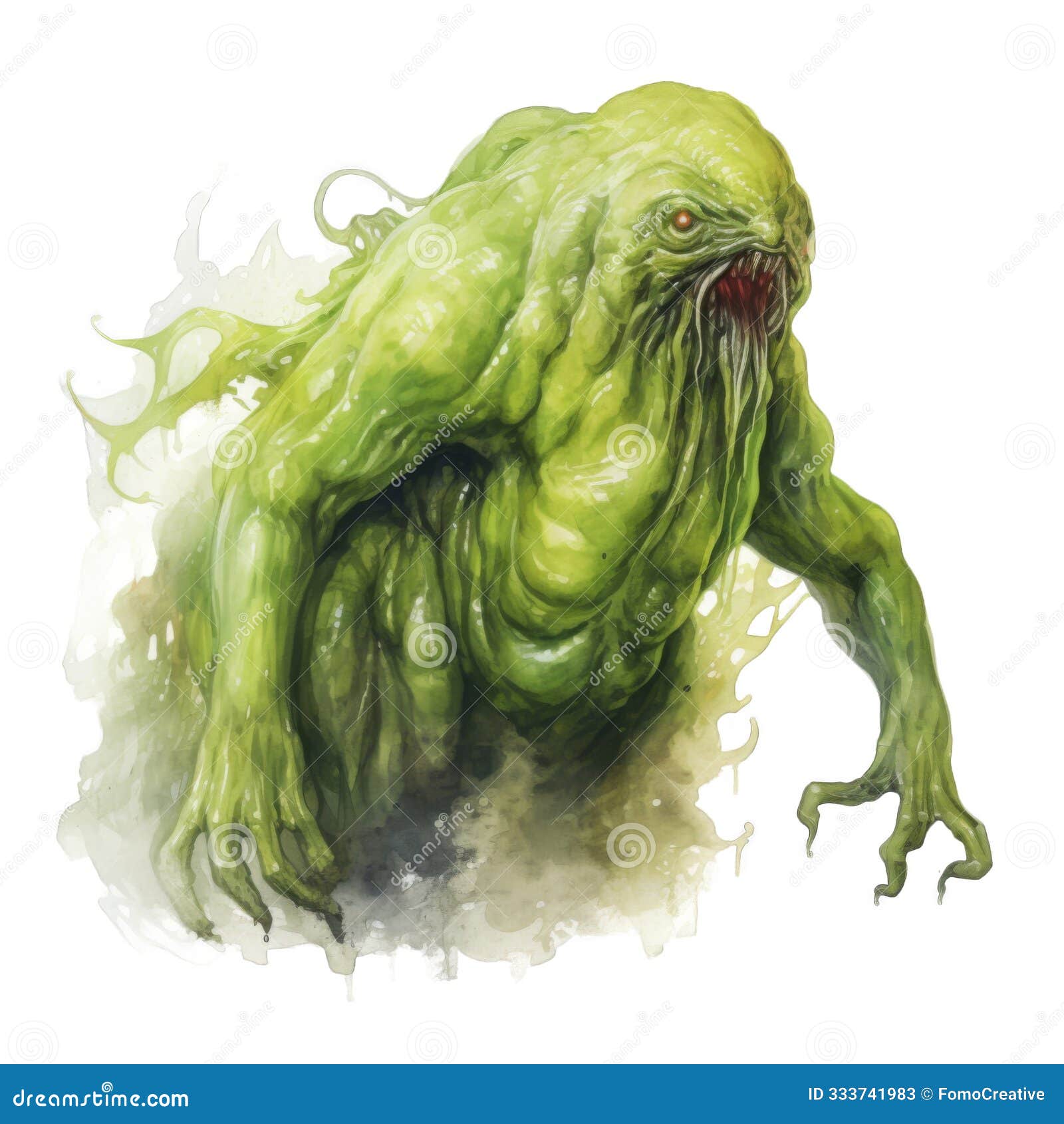 A Grotesque Green Monster With Fangs And Claws Royalty-Free Stock ...