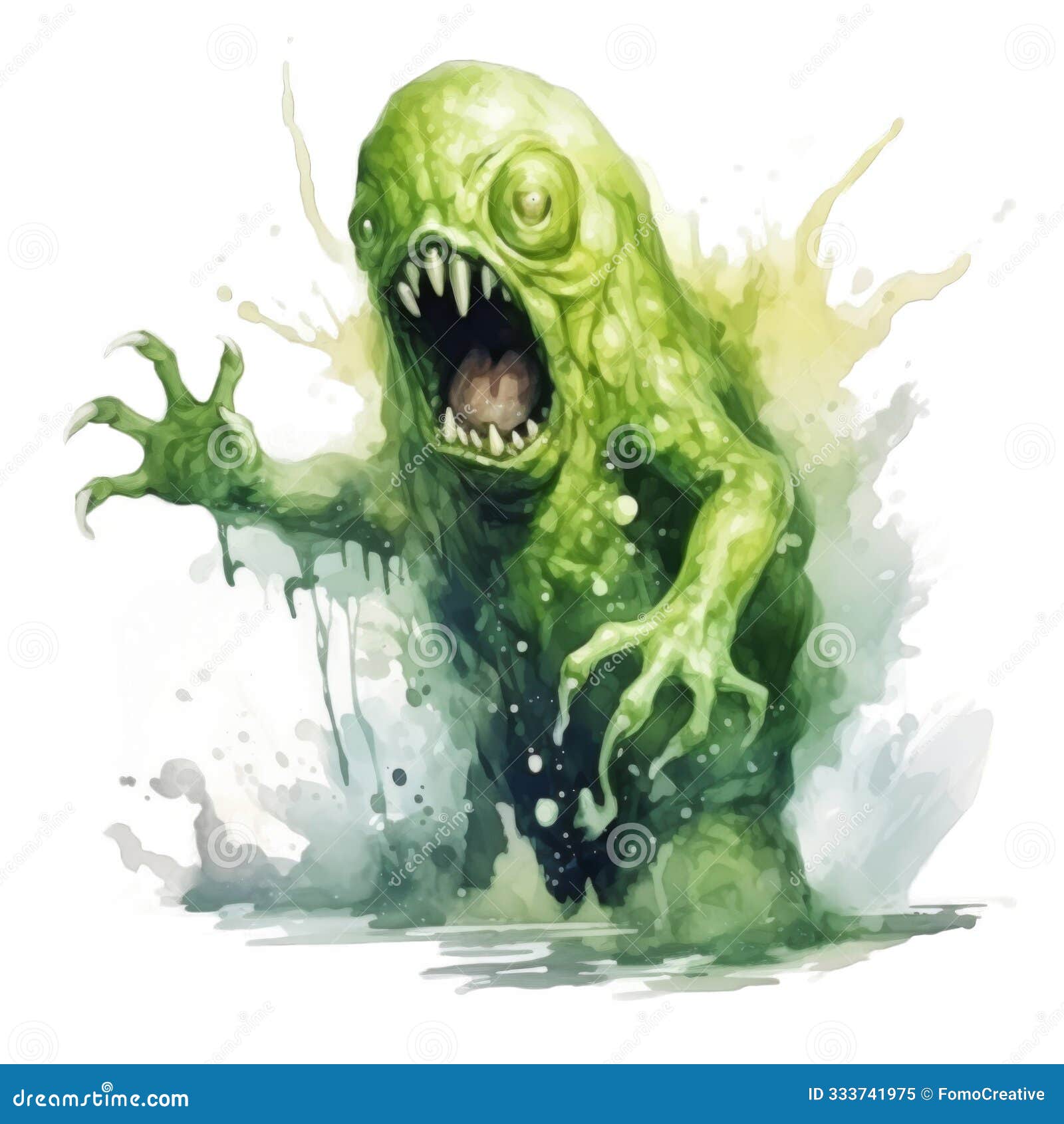 A Grotesque Green Monster With Fangs And Claws Royalty-Free Stock ...