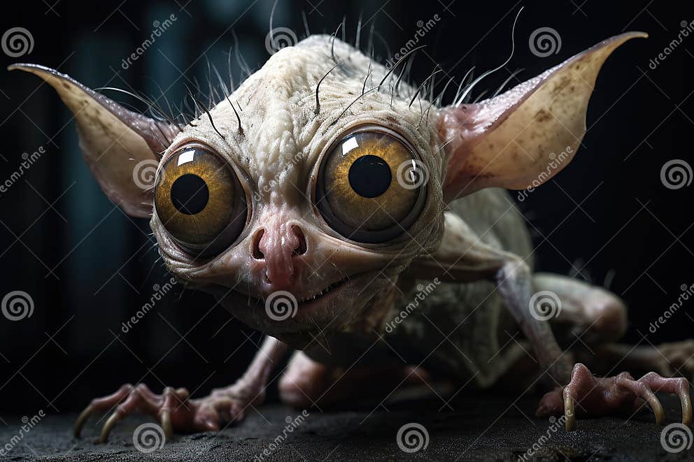 Grotesque Creature on Black Background Stock Illustration ...