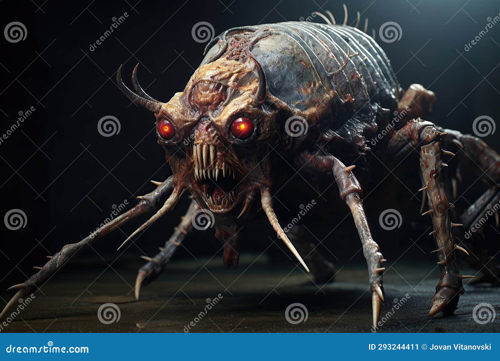 Grotesque Creature on Black Background Stock Illustration ...