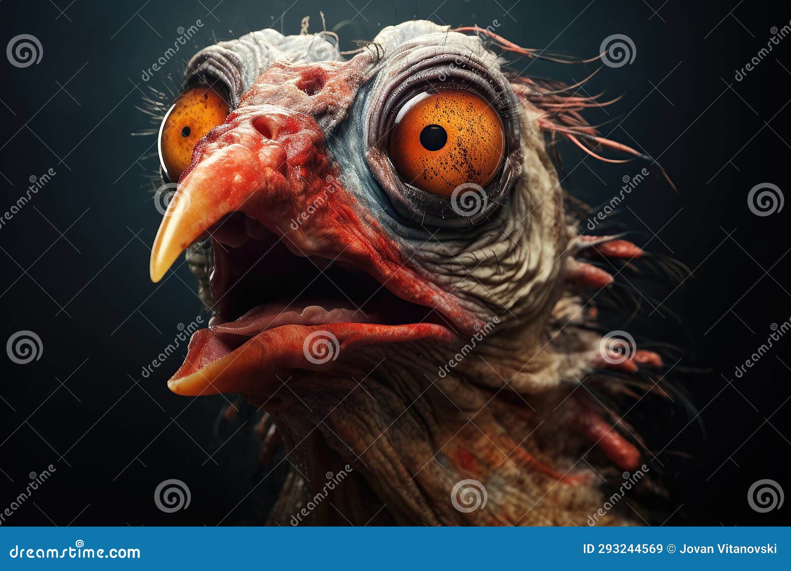 Grotesque Creature on Black Background Stock Illustration ...