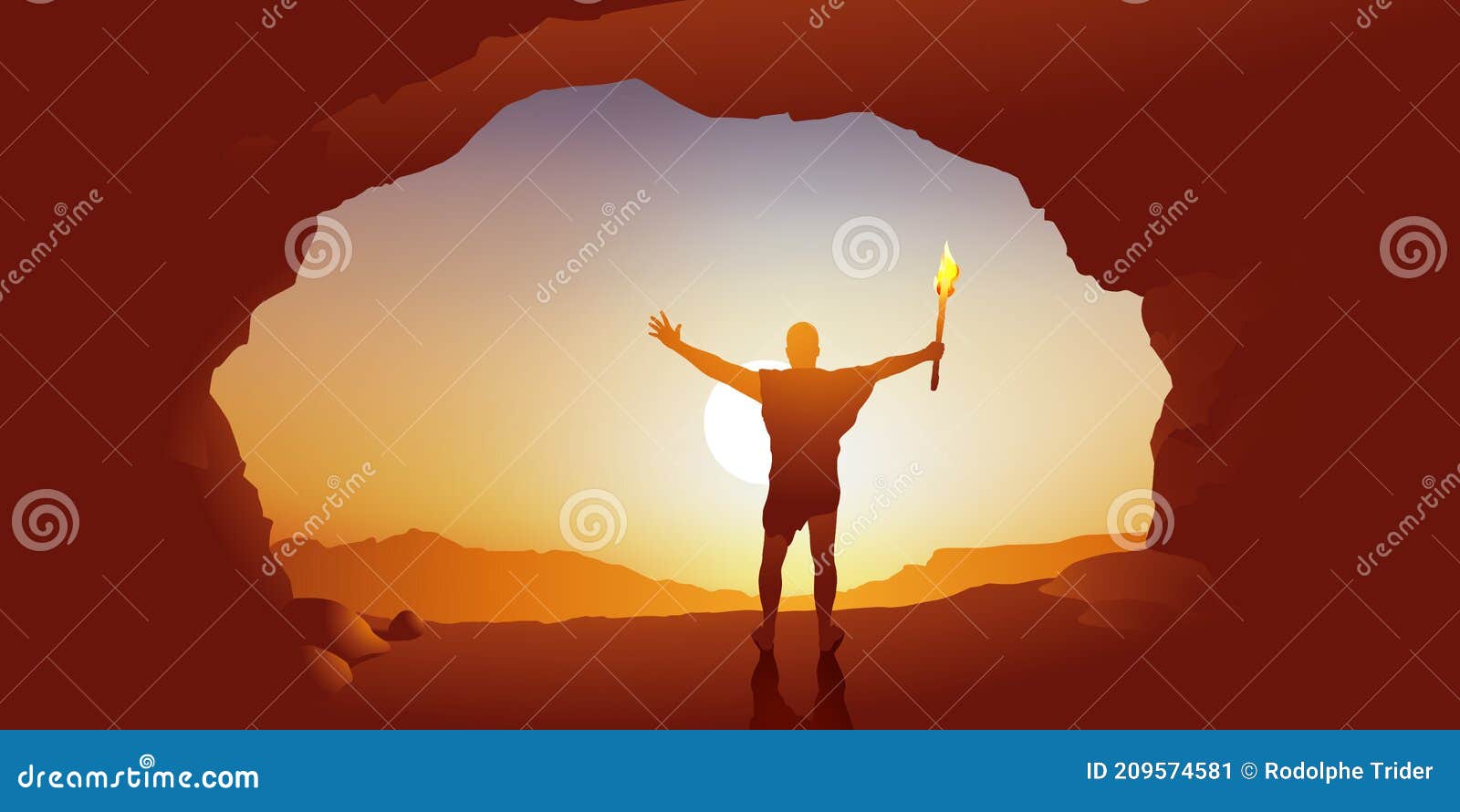 Concept Of The Invention Of Fire In Prehistoric Times With A Man ...