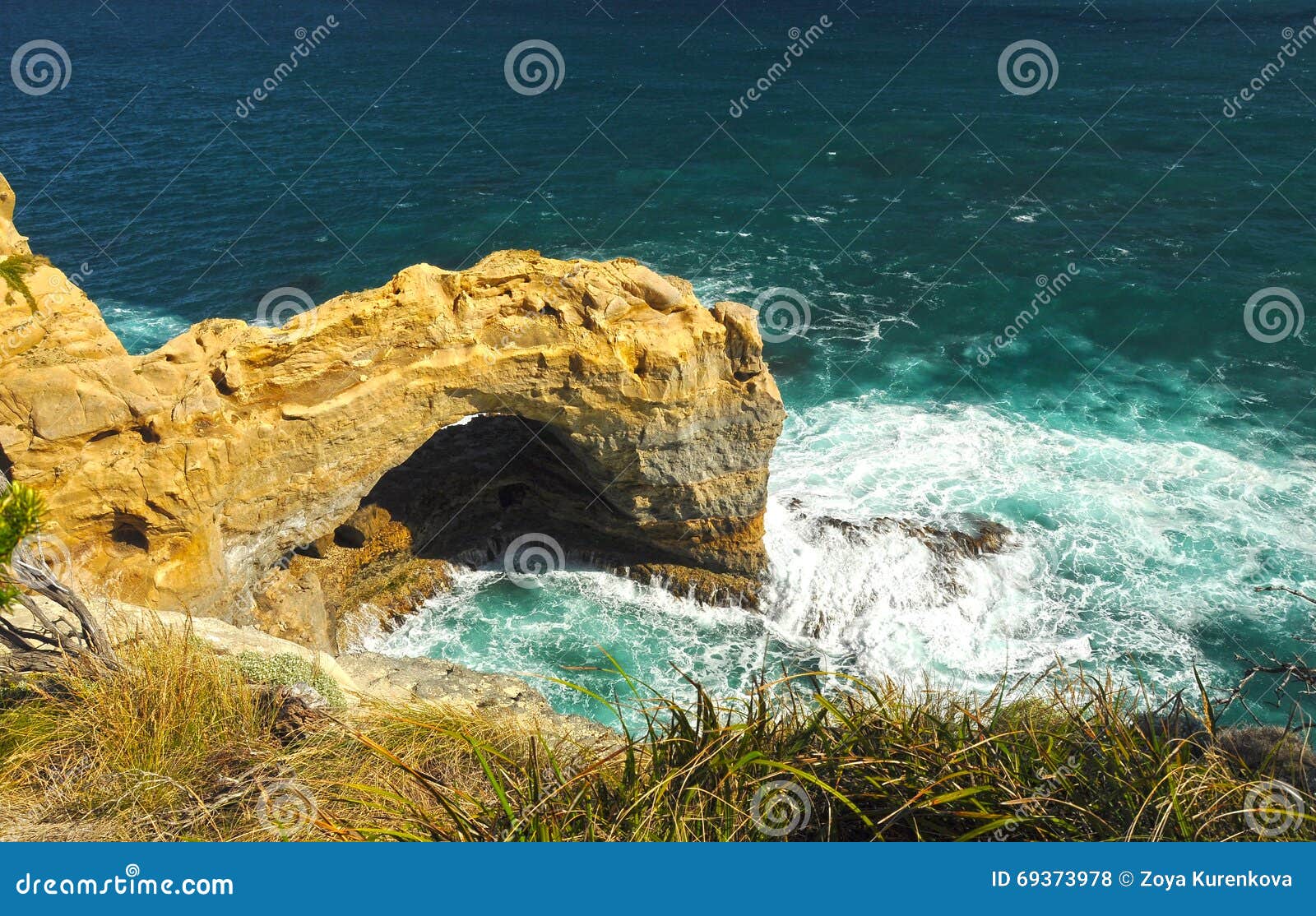 Grotto. stock photo. Image of green, view, pacific, road - 69373978