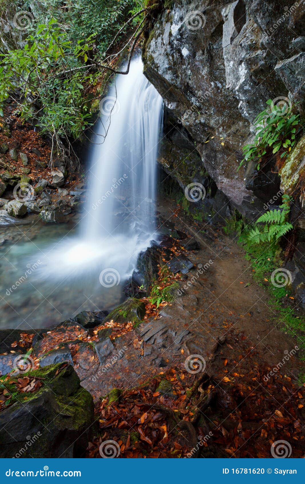 Grotto Falls stock photo. Image of running, boulders - 16781620