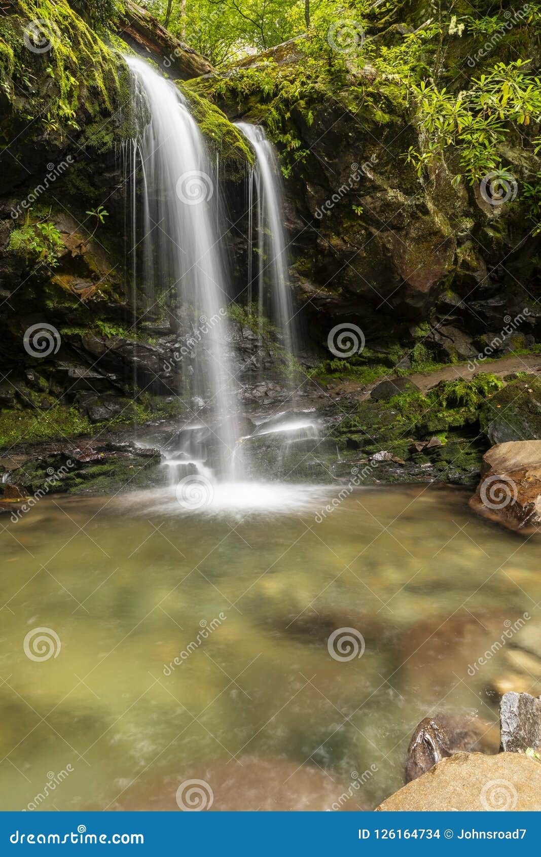 Grotto Falls Waterfall stock photo. Image of scenic - 126164734