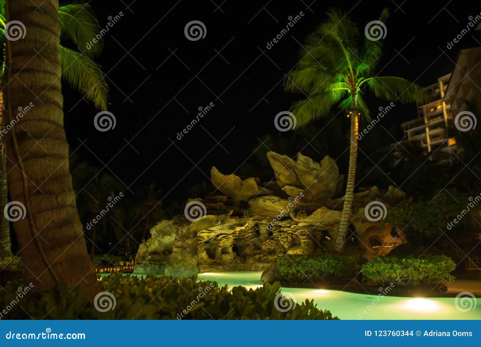 Aulani at night editorial stock image. Image of trees - 123760344