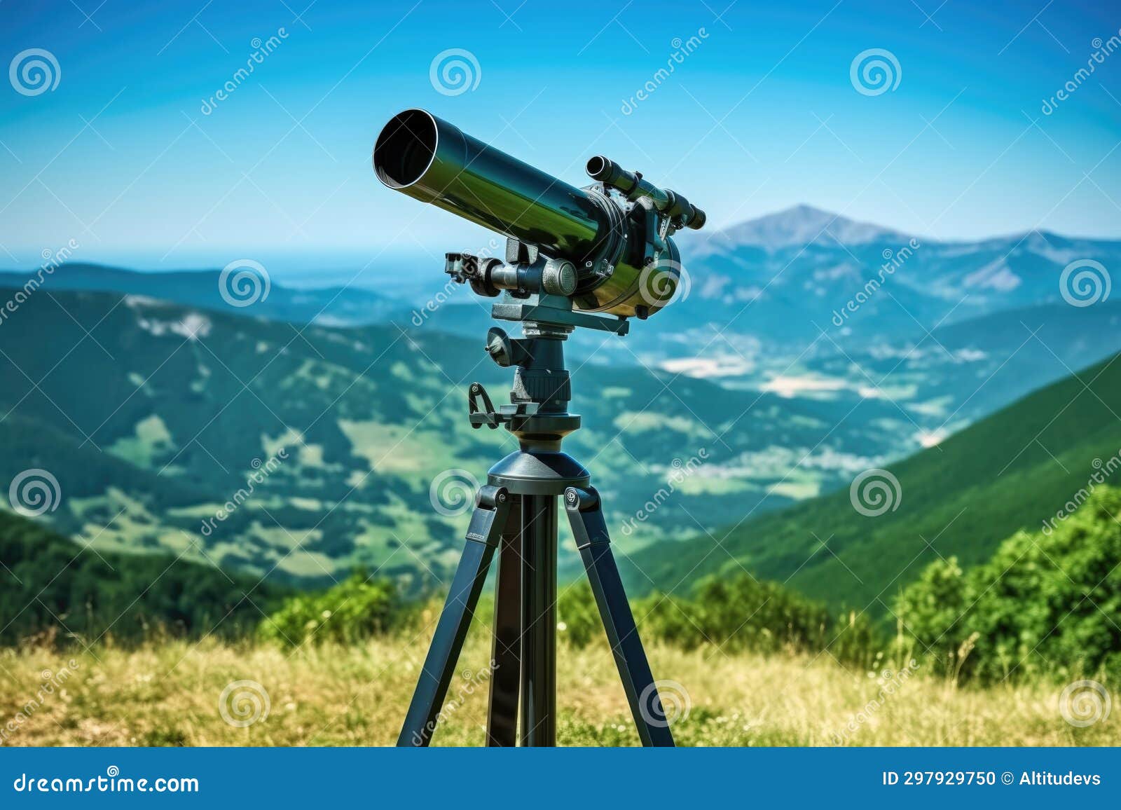Ground-based Telescope with Mountain Range in View Stock Photo - Image ...