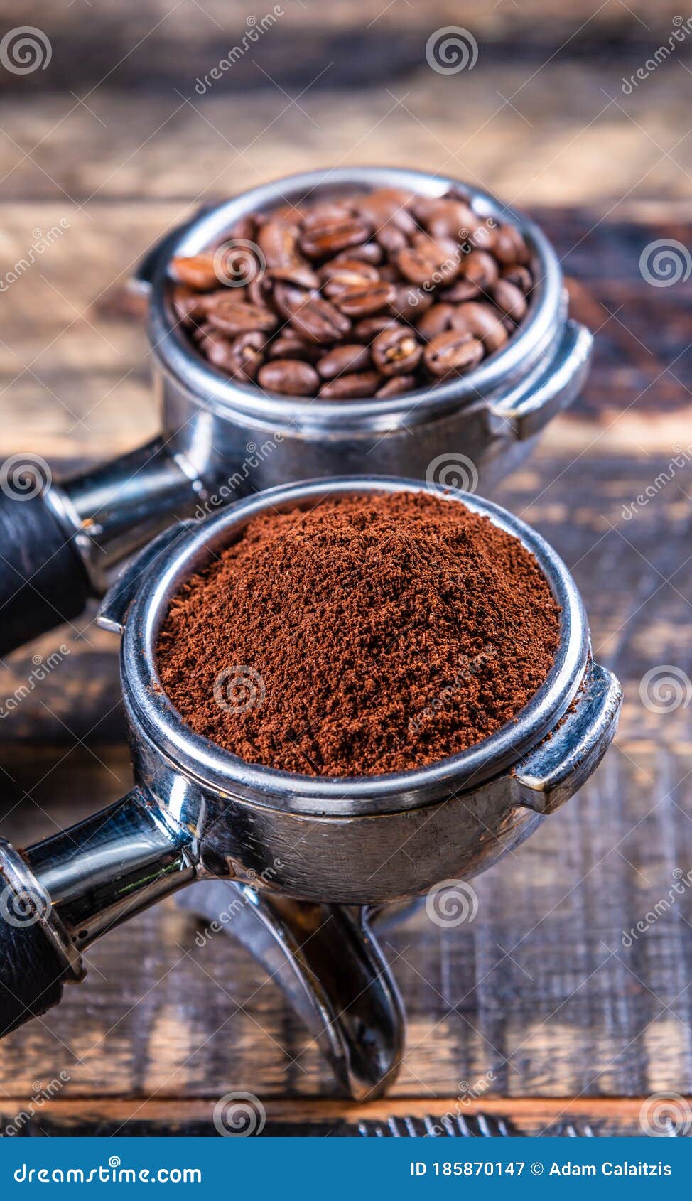 Two Coffee Machine Filter Holders Stock Image - Image of caffeine ...