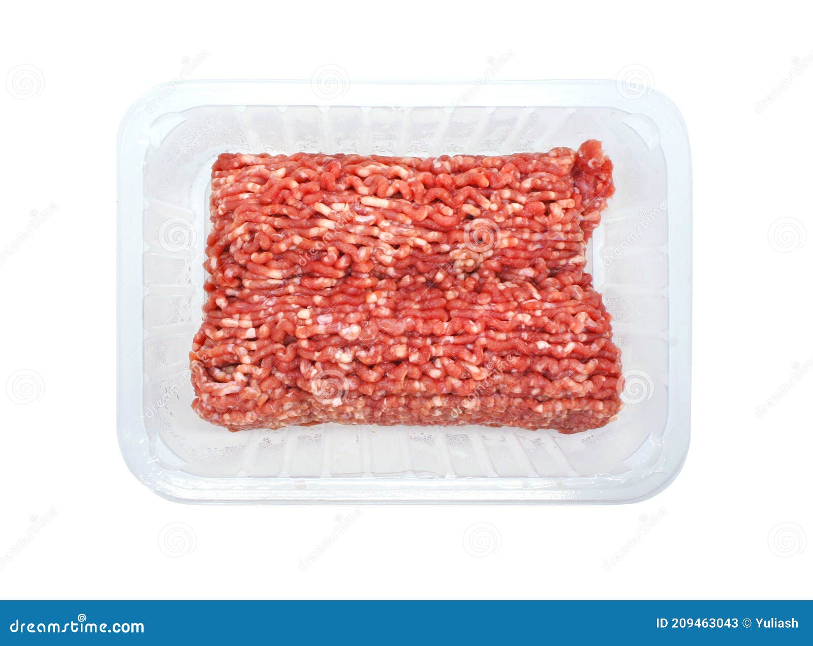 Ground Beef in a Plastic Container Isolated on White Background. Fresh ...