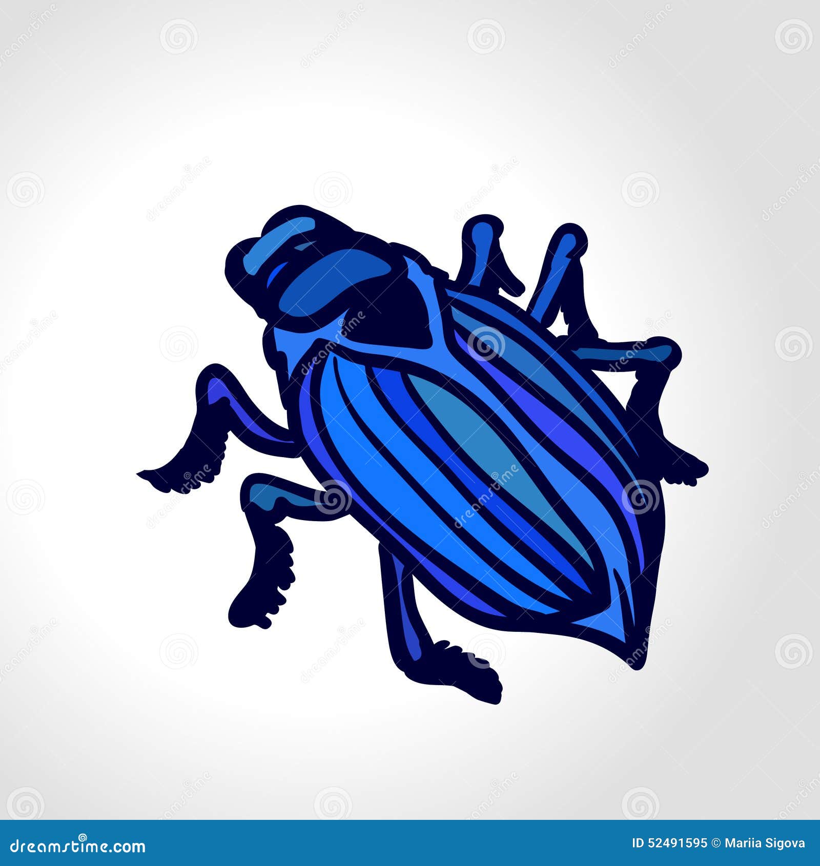 Ground Beetle. Colorful Vector Drawing of Big Blue Beetle Stock Vector ...