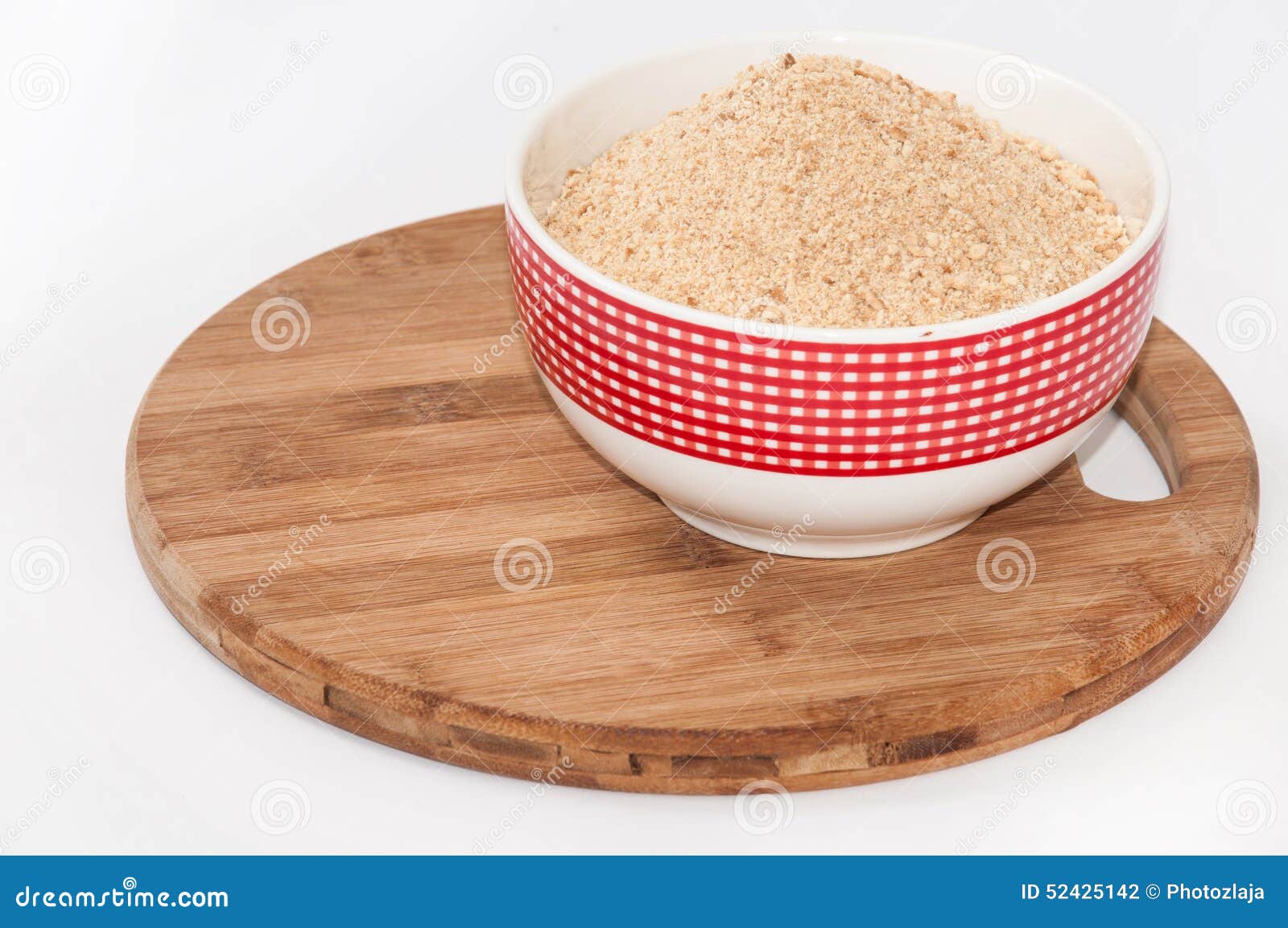 Ground Biscuits for Preparing Cake in White Bowl on Wooden Board Stock ...