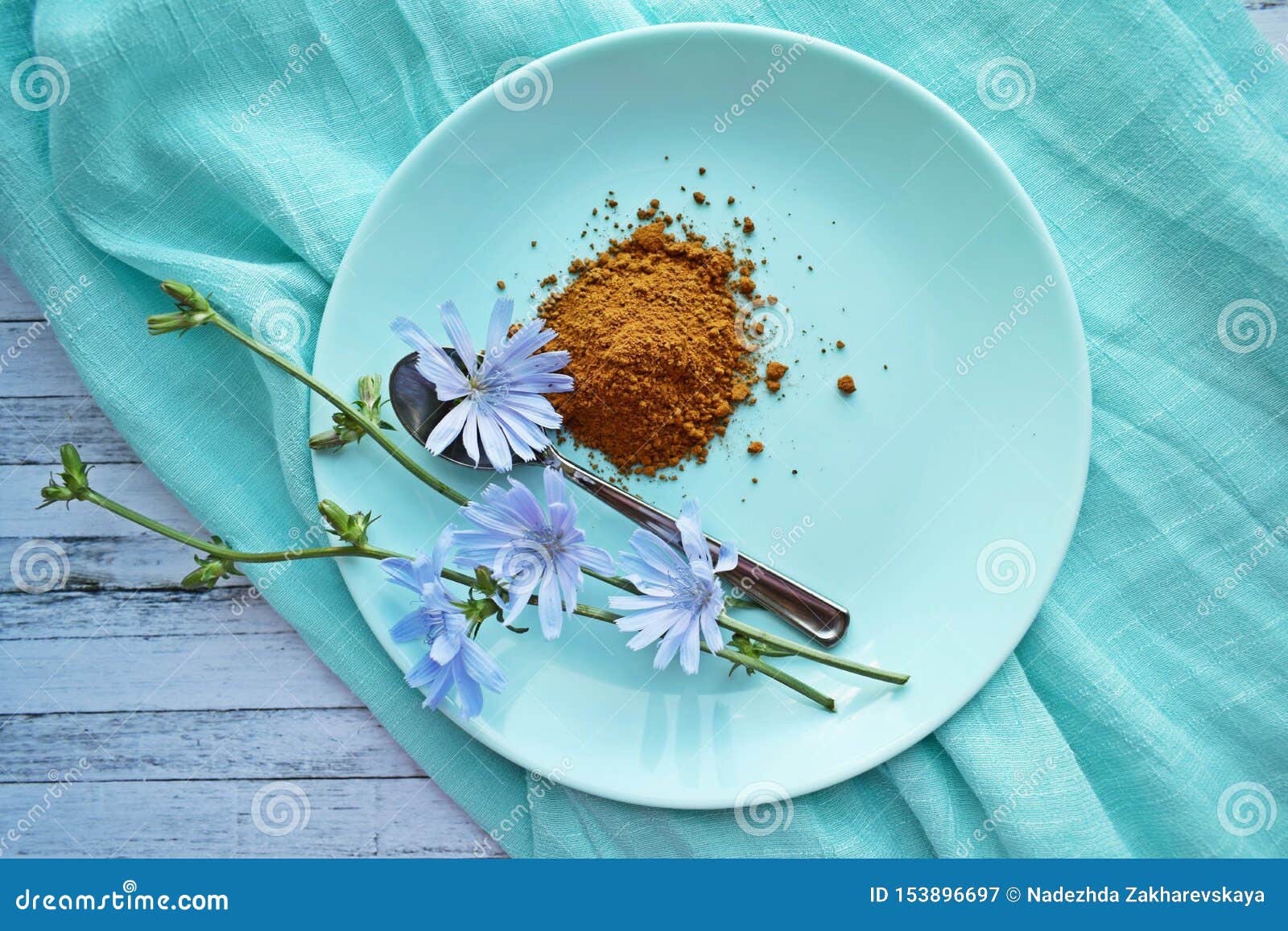 Ground Chicory and Blue Chicory Flowers. Stock Image - Image of medical ...