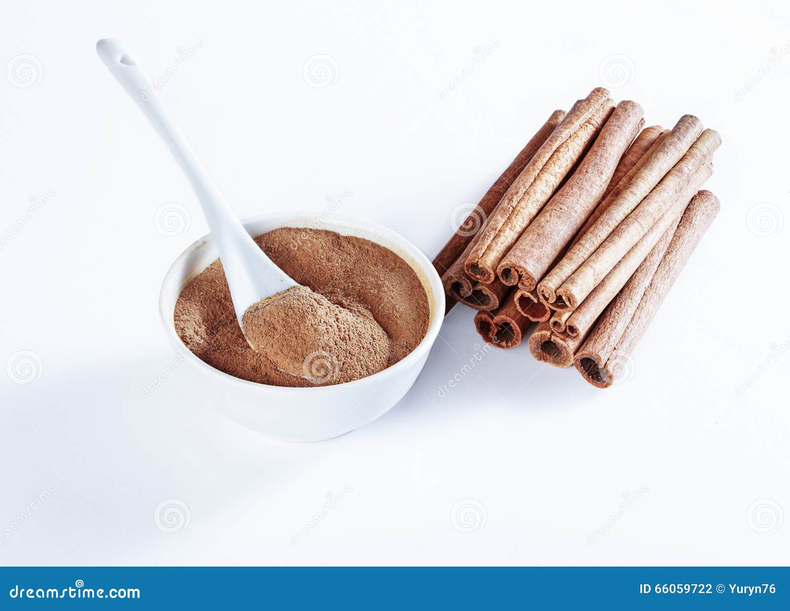 Ground Cinnamon in a Ceramic Bowl, Ceramic Spoon, Cinnamon Whole Stock ...