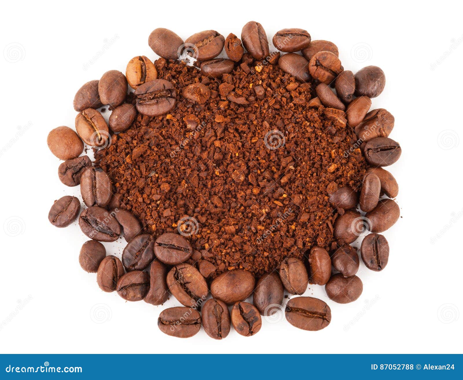 Ground coffee and beans stock photo. Image of closeup - 87052788