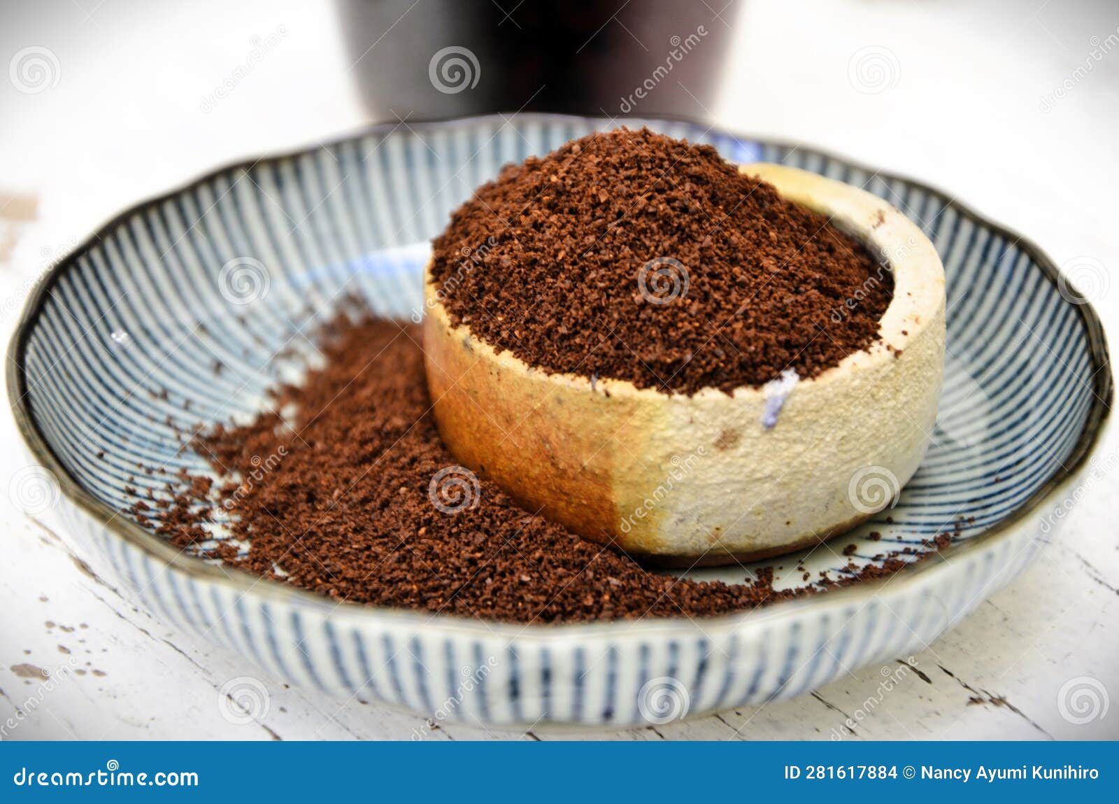 Ground Coffee in a Small Plate Under the Table Stock Photo - Image of ...