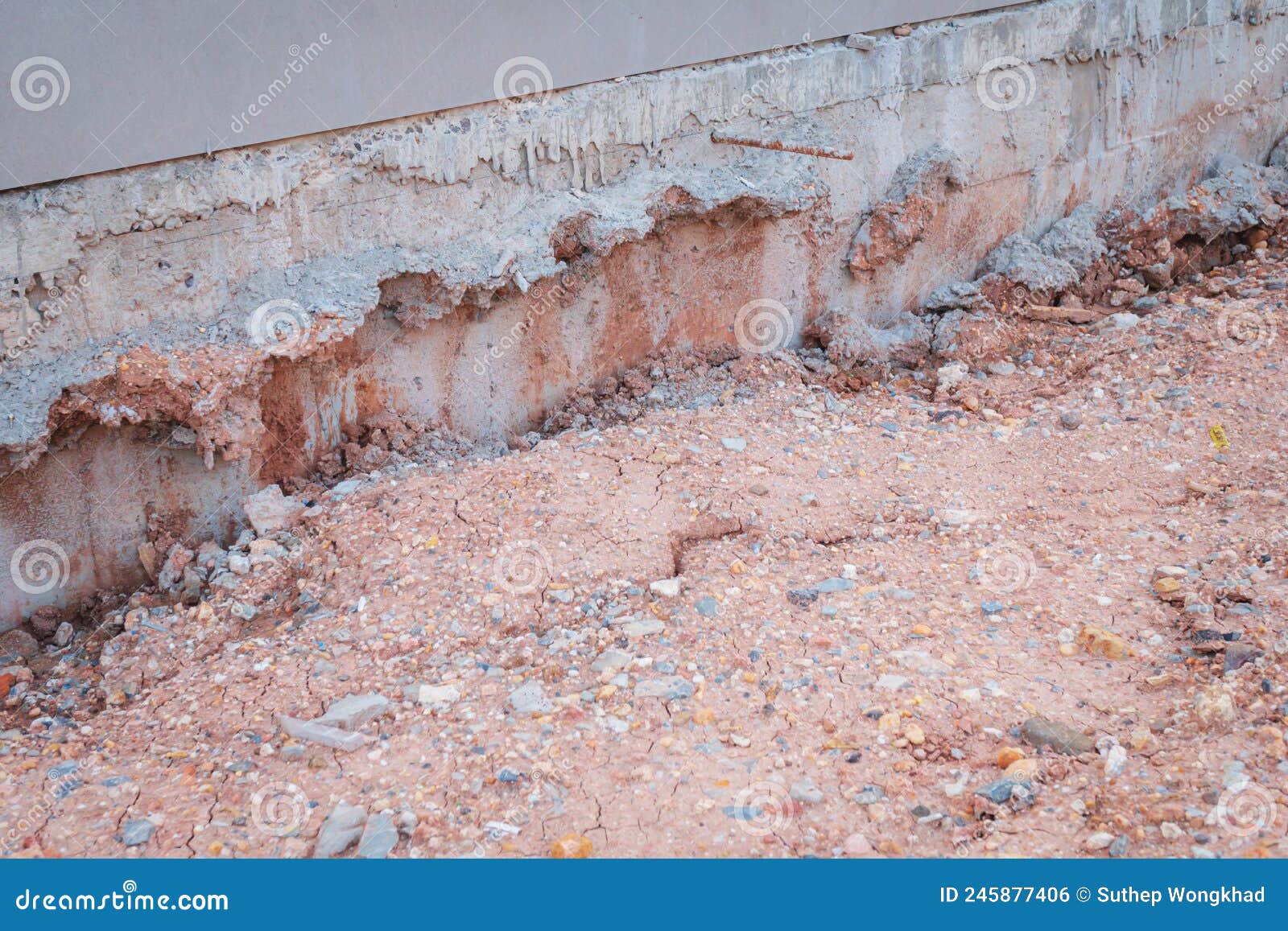 The Soil Collapsed Under The Concrete Road. Royalty-Free Stock ...