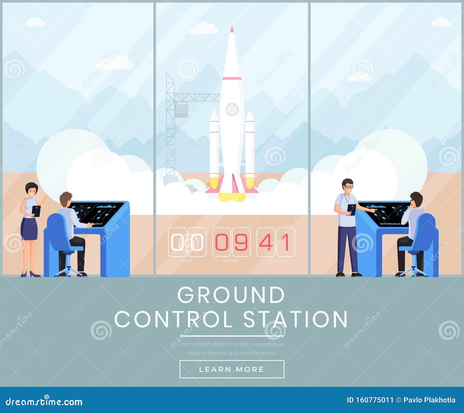 Ground Control Station Web Banner Template. Rocket Science, Space ...