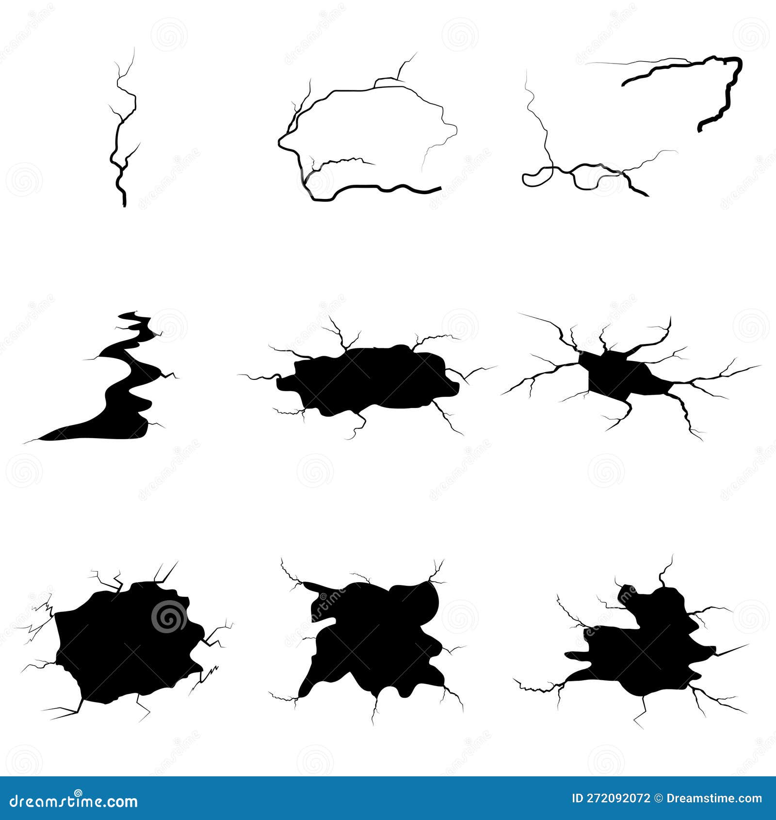 Ground Cracks Collection. Earthquake, Quakes. Damaged Wall Texture ...