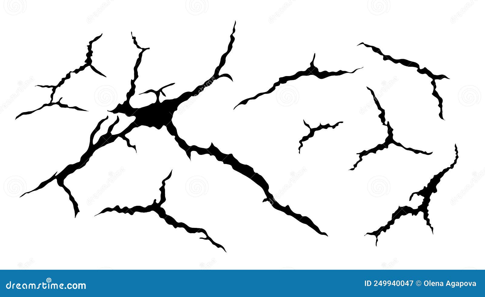 Ground Cracks Set. Earthquake and Ground Cracks, Hole Effect ...