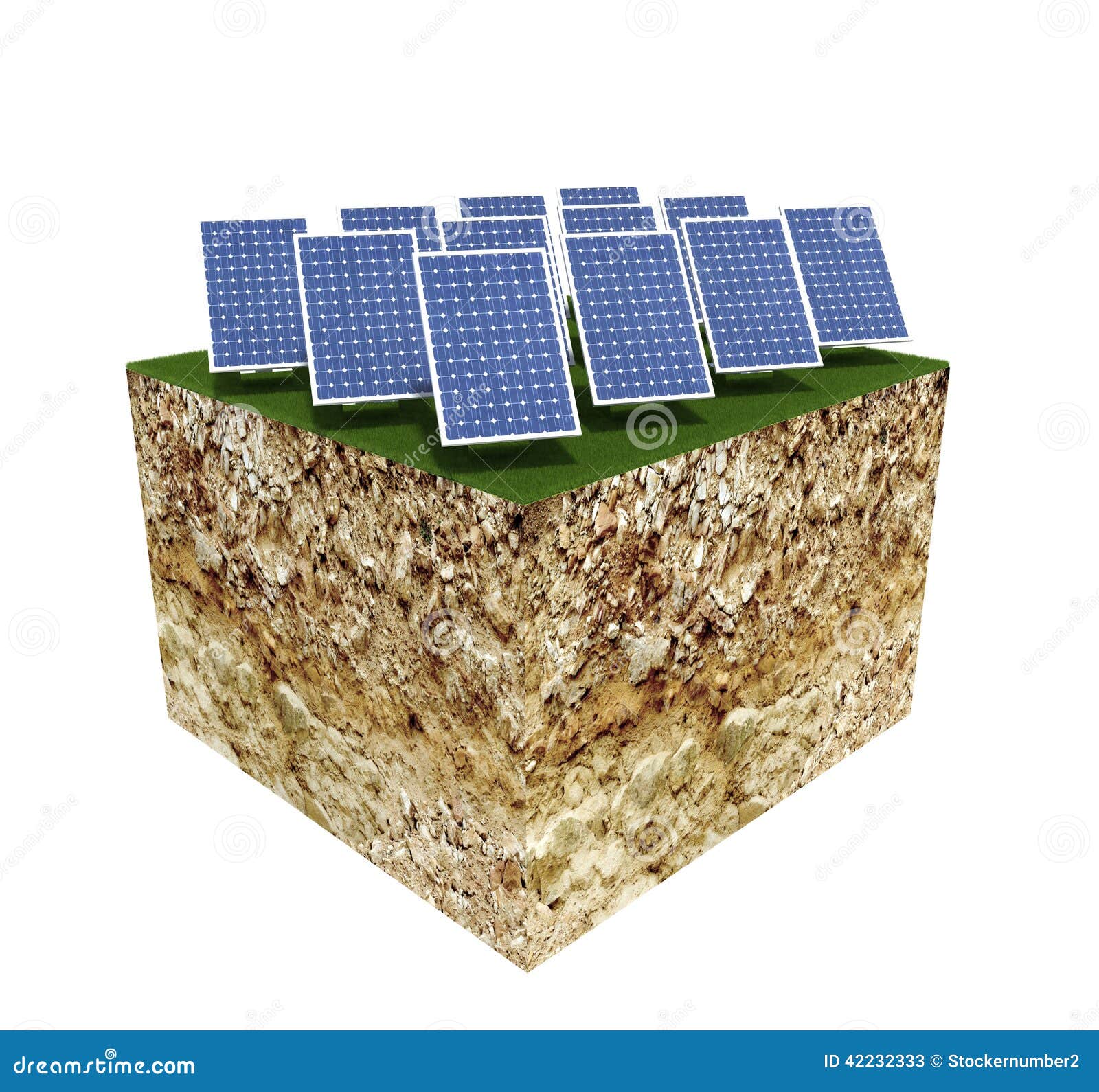 Ground Cross Section with Modern Solar Panels Stock Illustration ...