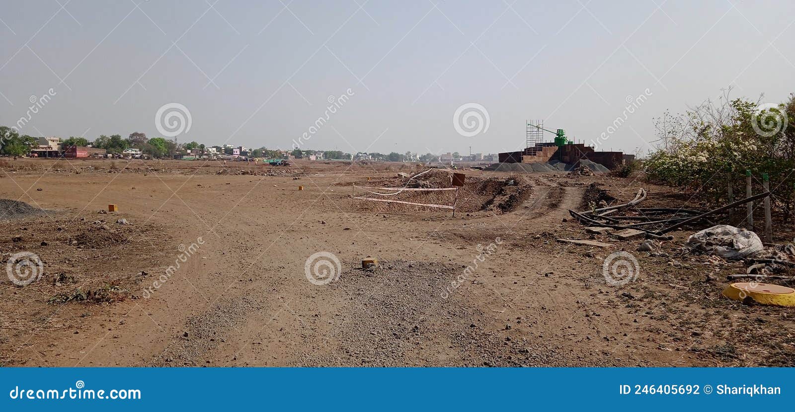 Ground Digging Work and Levelling Work at the Construction Site Stock ...