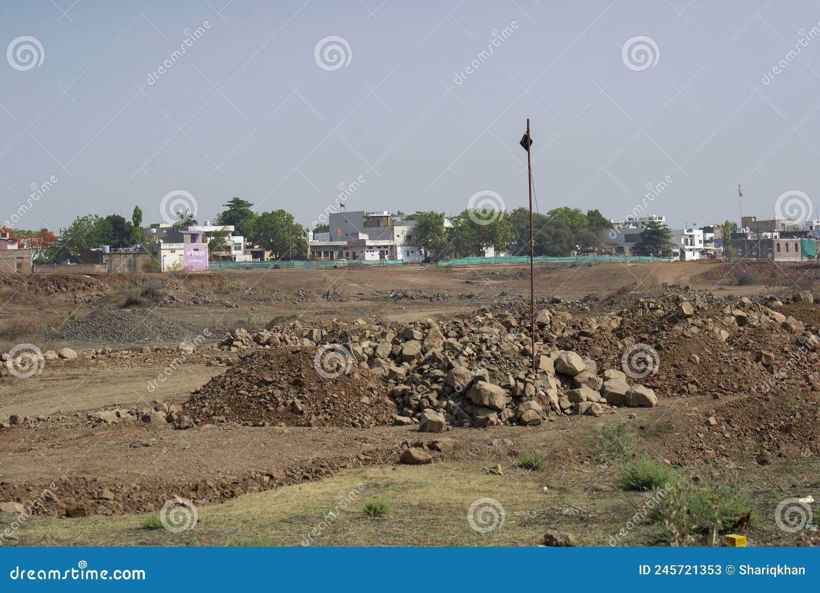 Ground Digging Work and Levelling Work at the Construction Site Stock ...