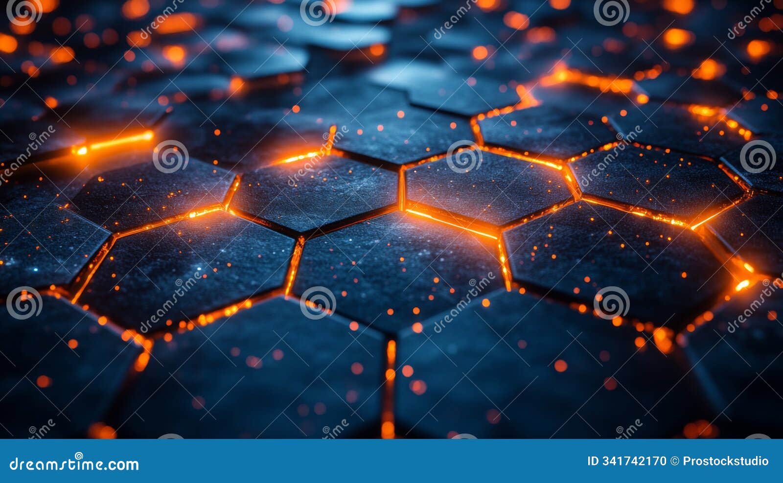 Vivid Glowing Hexagonal Tiles Emitting Molten Lava Glow in a Dark ...