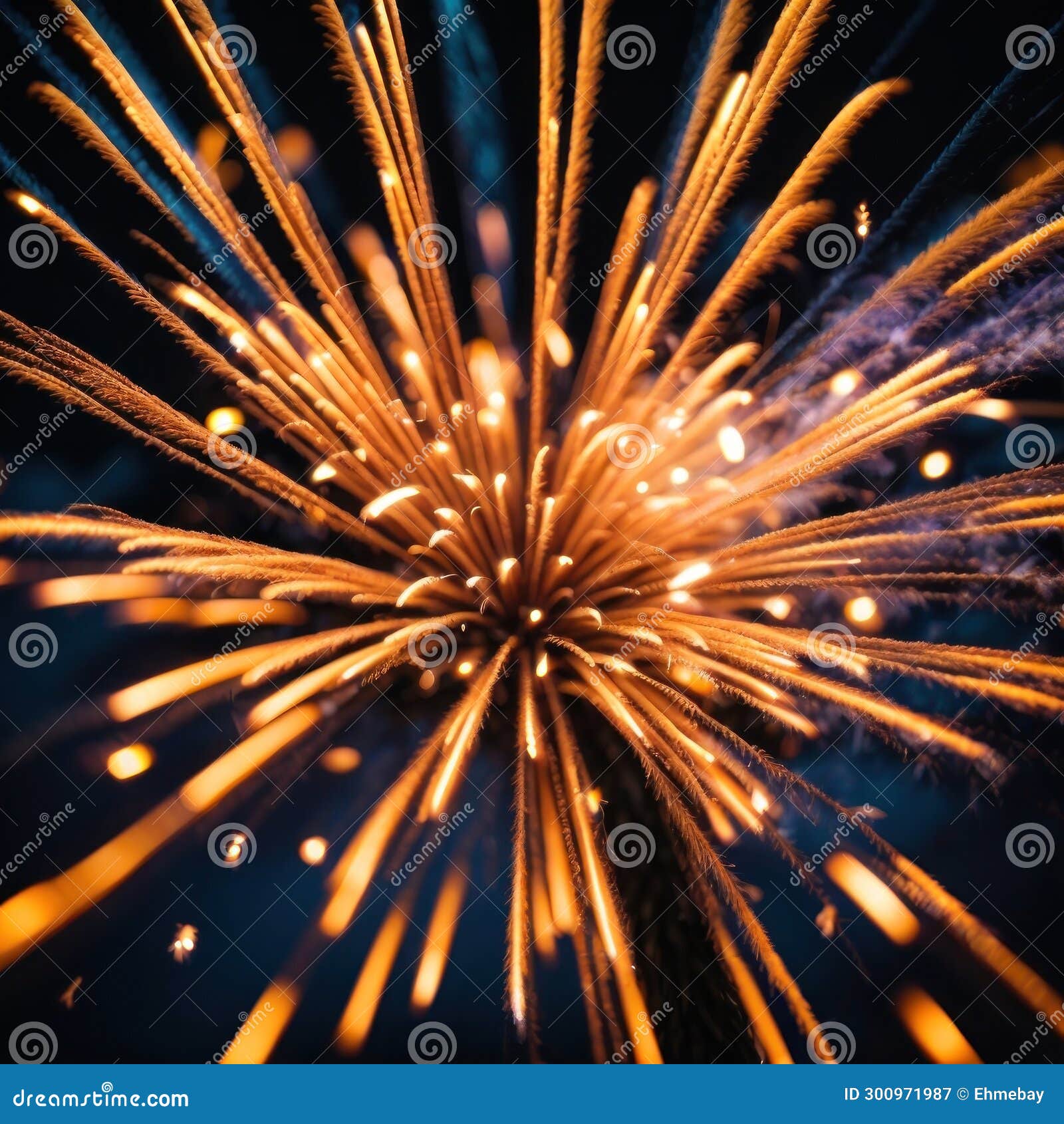 Ground Firework Display at Night with Sparks and Bokeh Lights ...