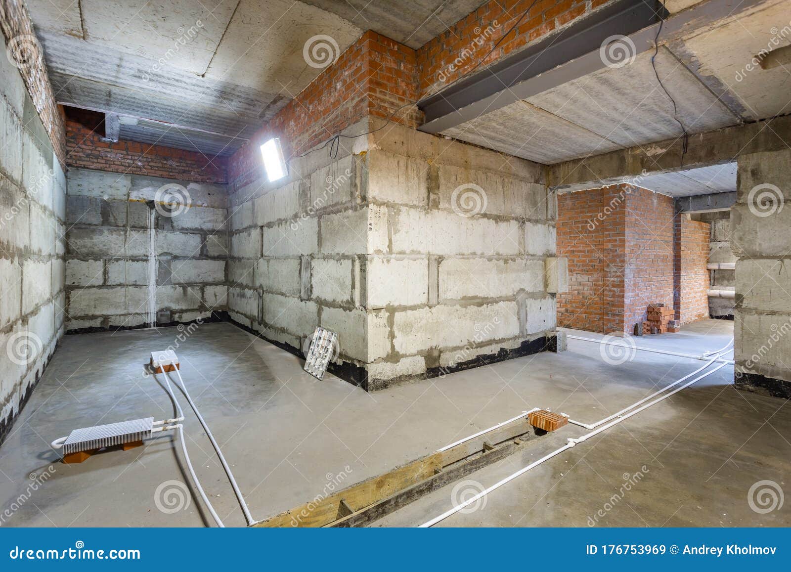 Concrete Construction of Basement of Large Building Stock Image - Image ...