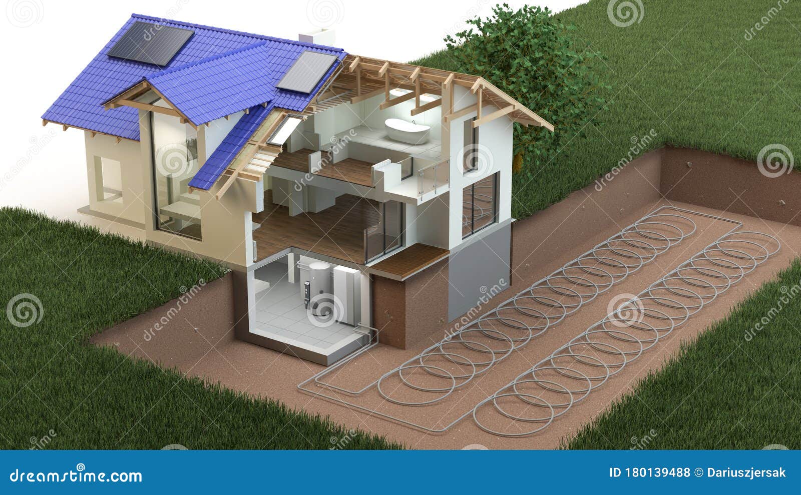 Heat Pump, Ground Source, 3D Illustration Stock Illustration ...