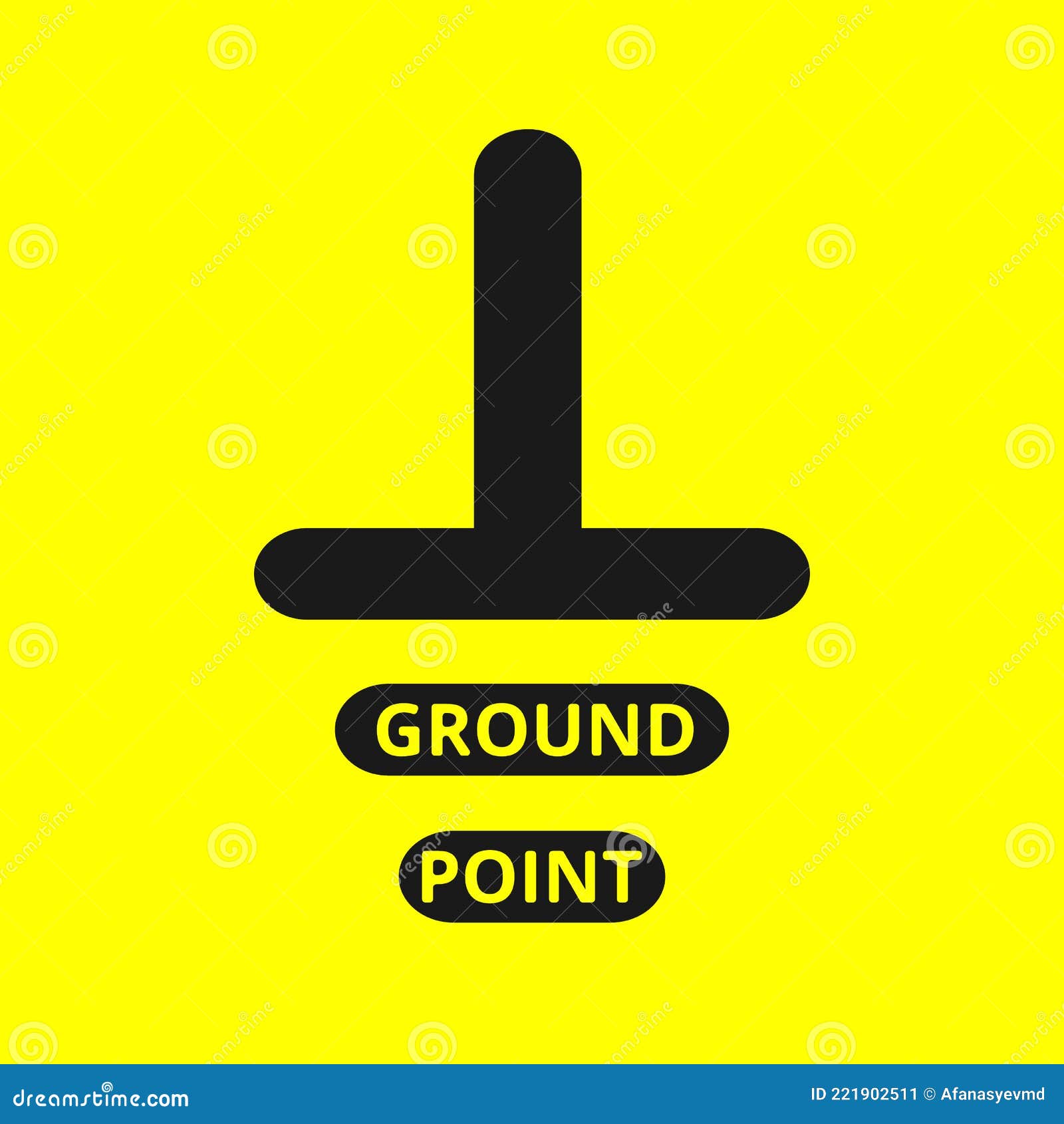 Ground Icon, Sign. Electrical Symbol Isolated on Yellow Background. ESD ...