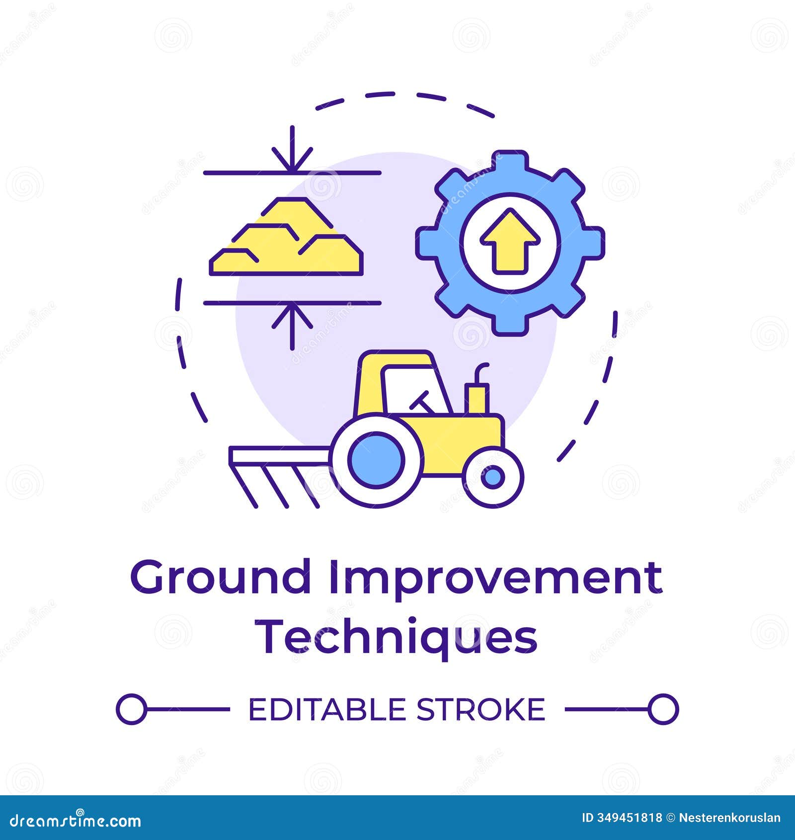 Ground Improvement Techniques Blue Gradient Concept Icon Cartoon Vector ...