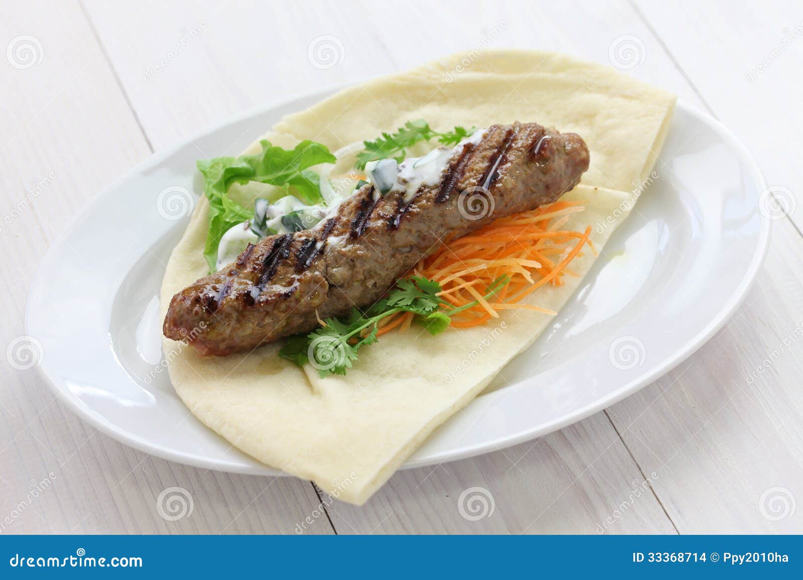 Ground lamb kebab sandwich stock photo. Image of meal - 33368714