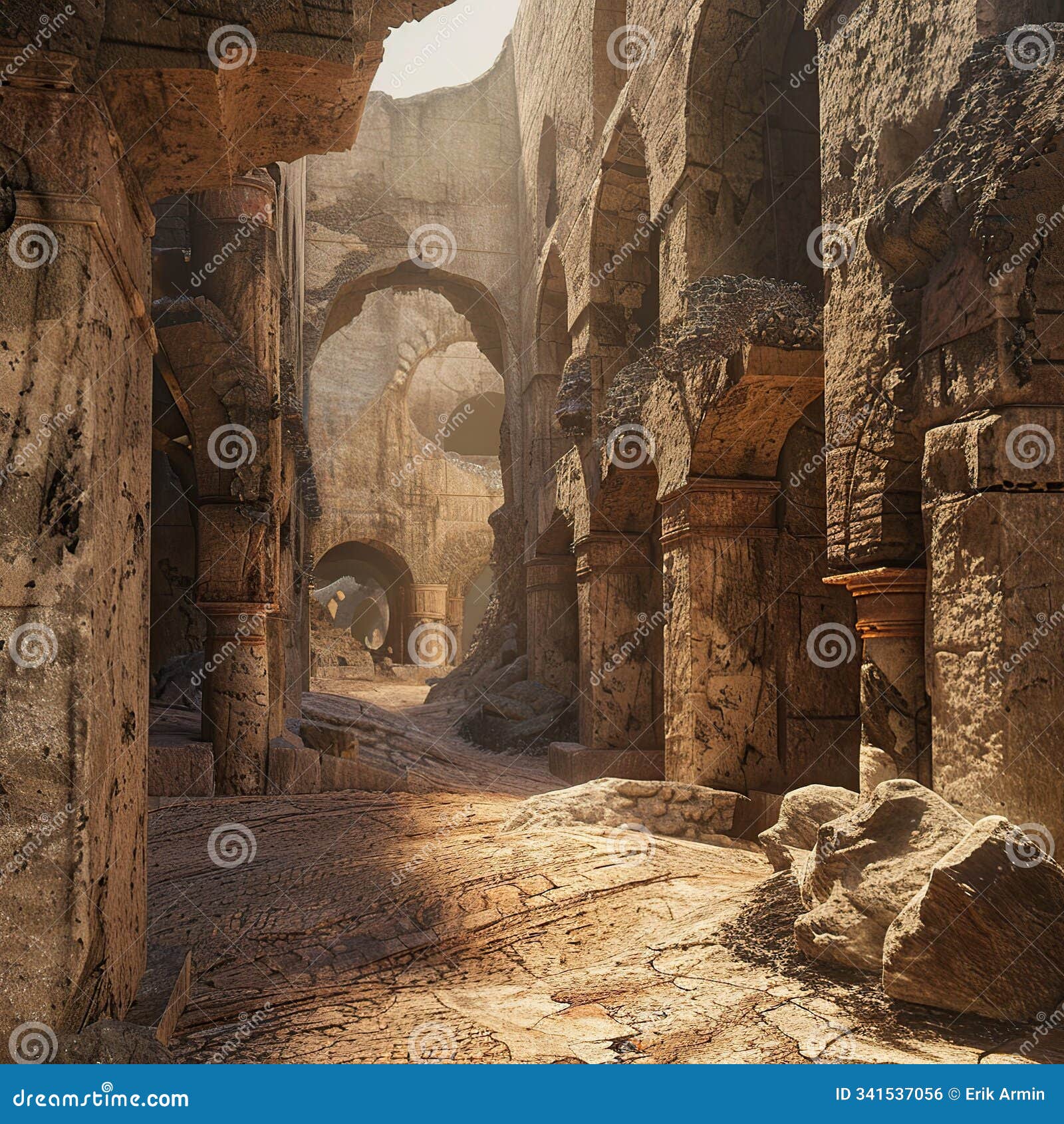 Ground Level Angle View of Forgotten Underground City Ruins Stock ...