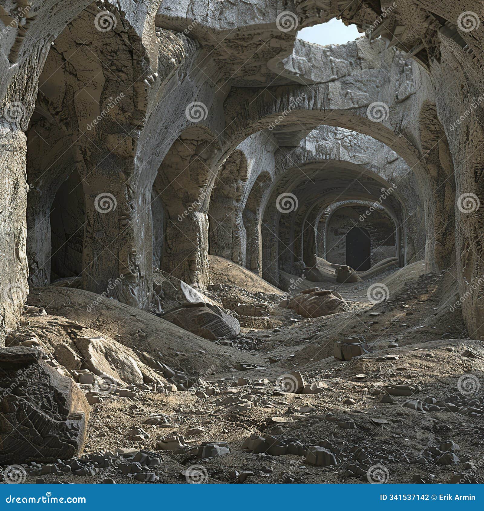 Ground Level Angle View of Forgotten Underground City Ruins Stock ...