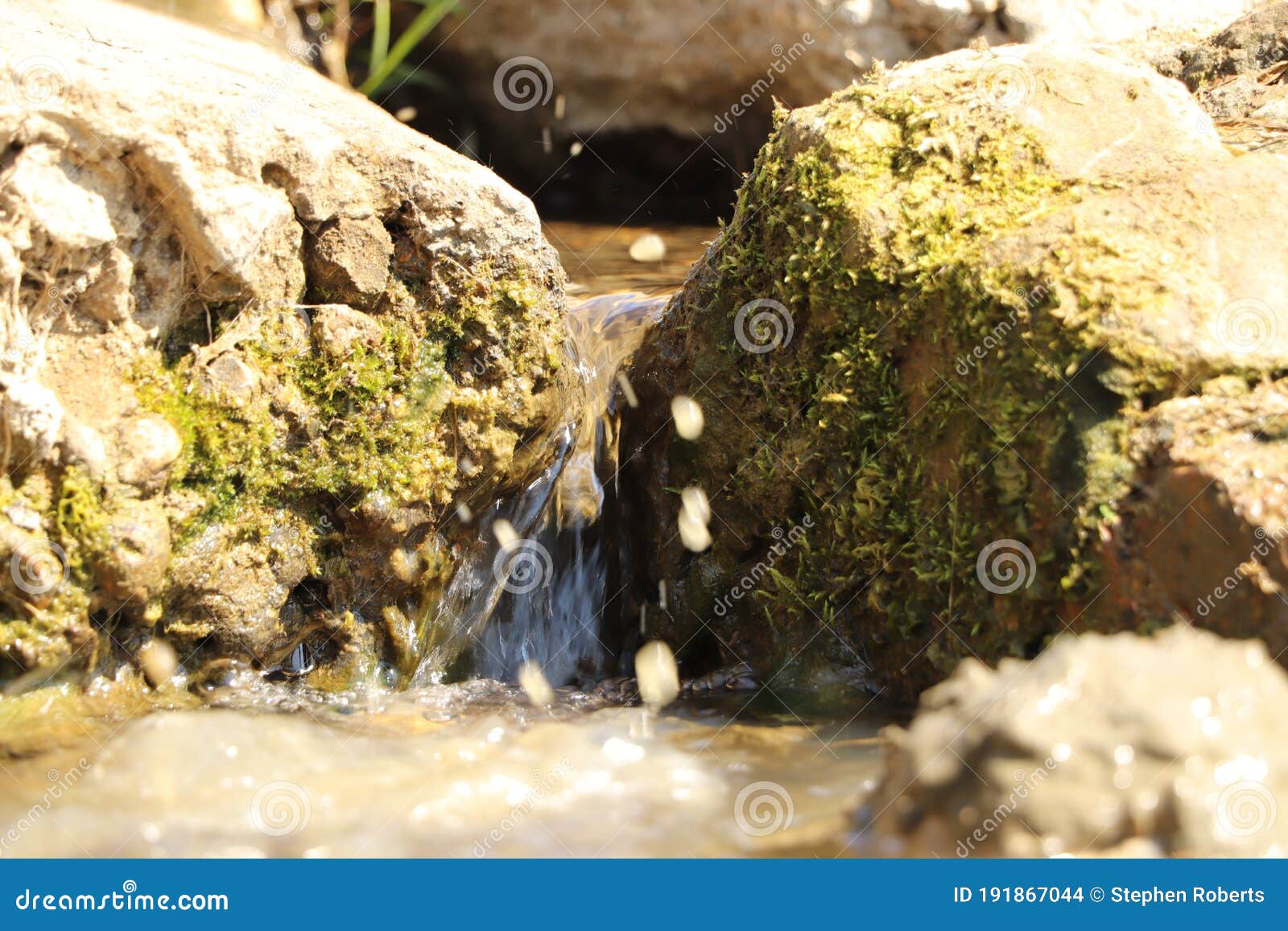 Ground Level Close Up of Mud and Water Sloshing Down a Stream Stock ...