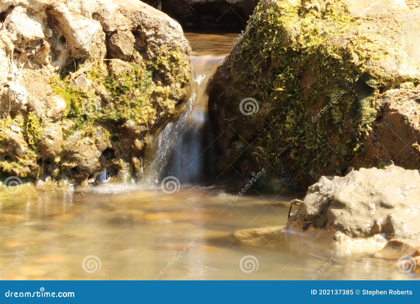 Ground Level Close Up of Mud and Water Sloshing Down a Stream Stock ...