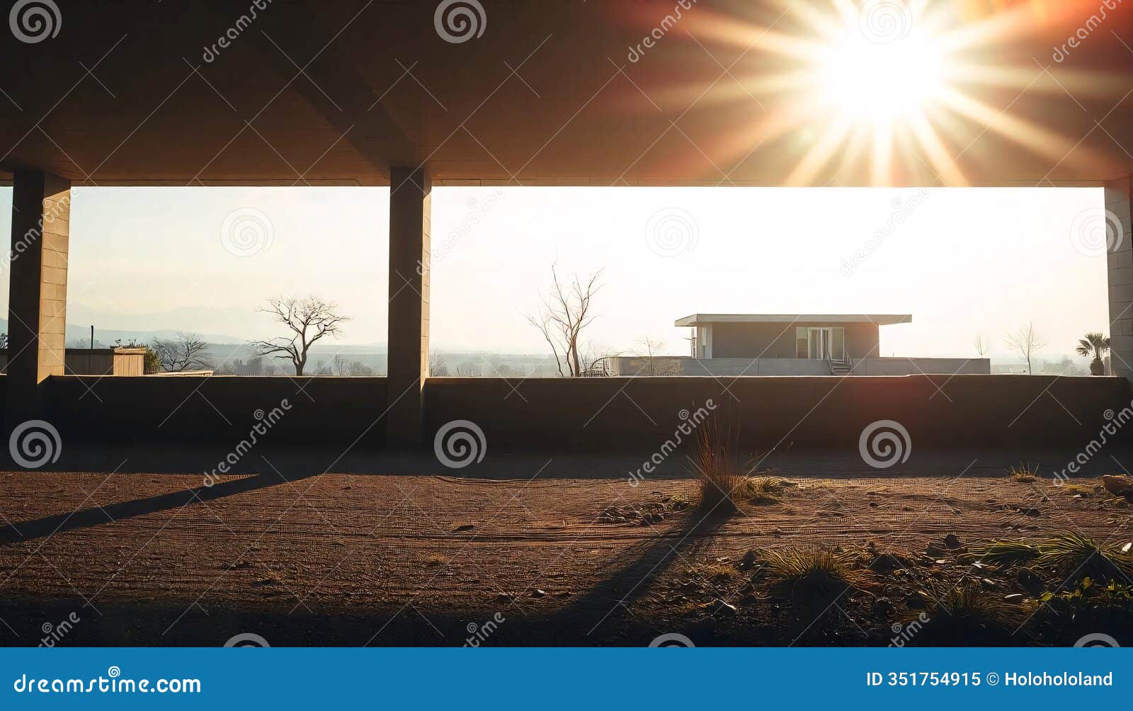 Ground Level View, Architectural Landscape, Light and Shadow Reflecting ...