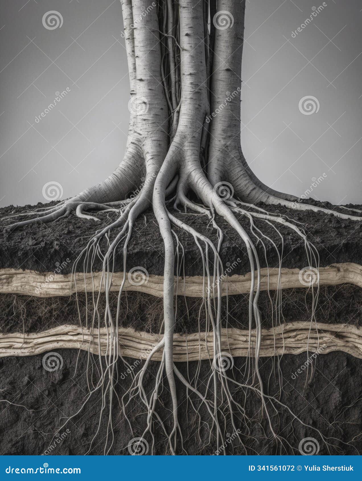 Ground Level View of Roots and Soil Layers. Stock Photo - Image of ...