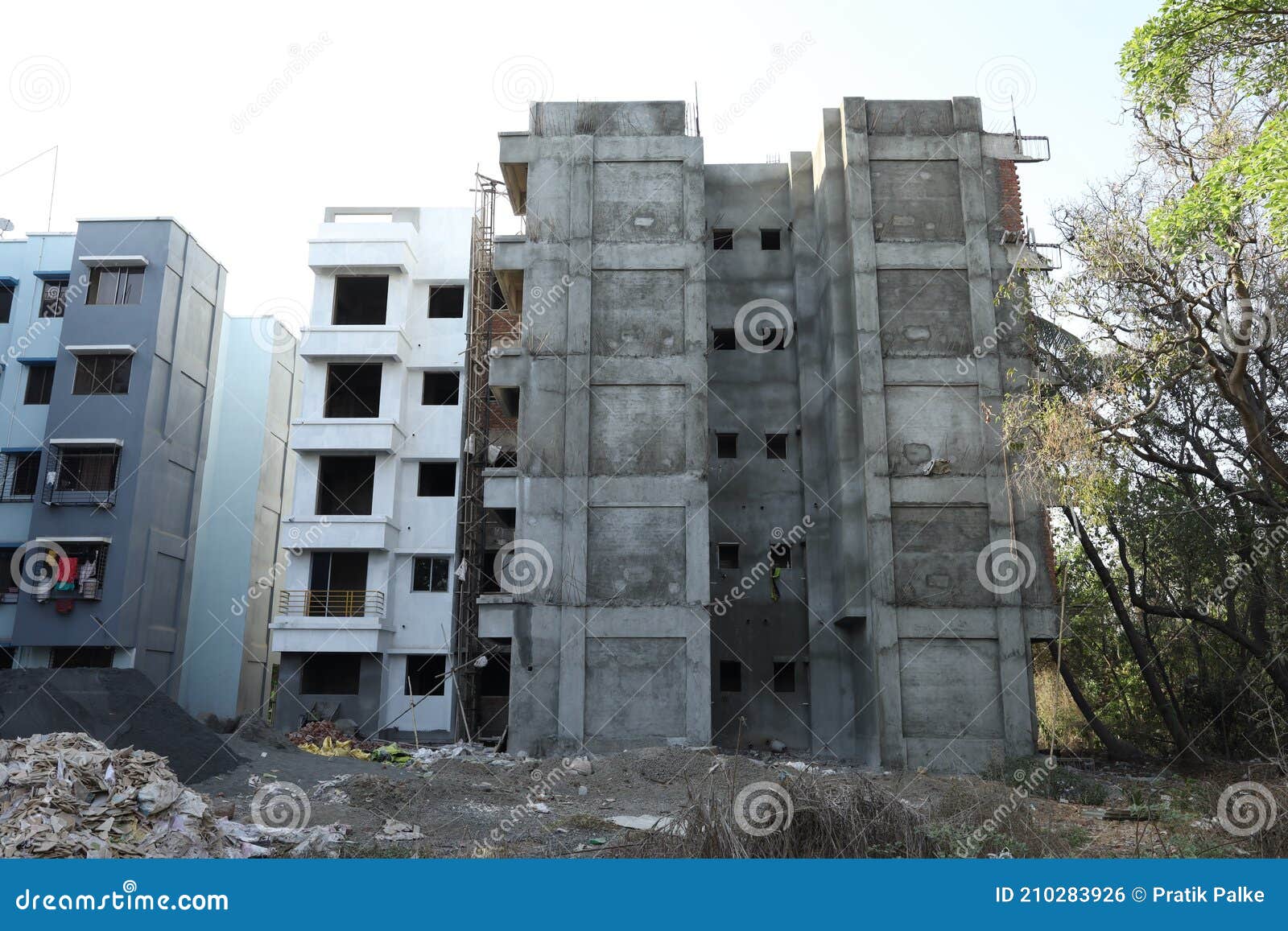 A Ground Level View of an Under Construction Building Stock Photo ...